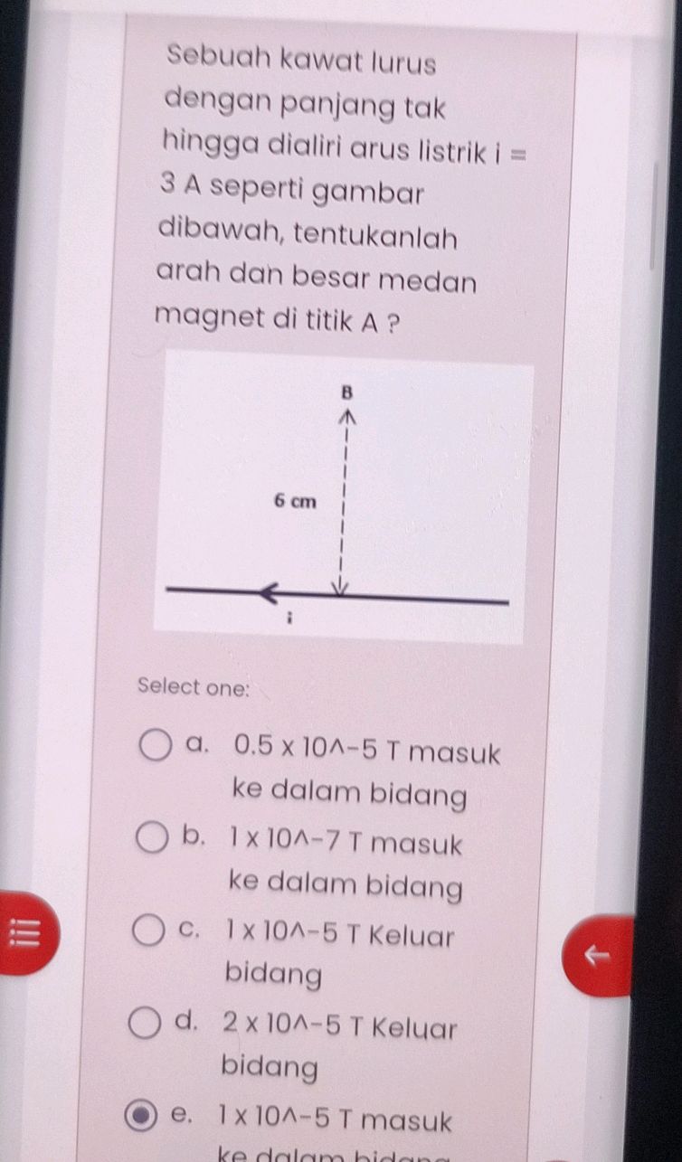 Sebuah kawat lurus dengan panjang tak hingga | StudyX