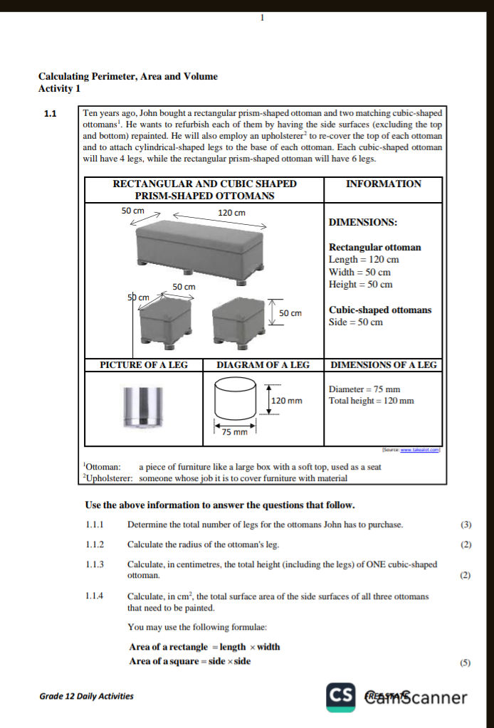 Calculating Perimeter, Area and Volume | StudyX