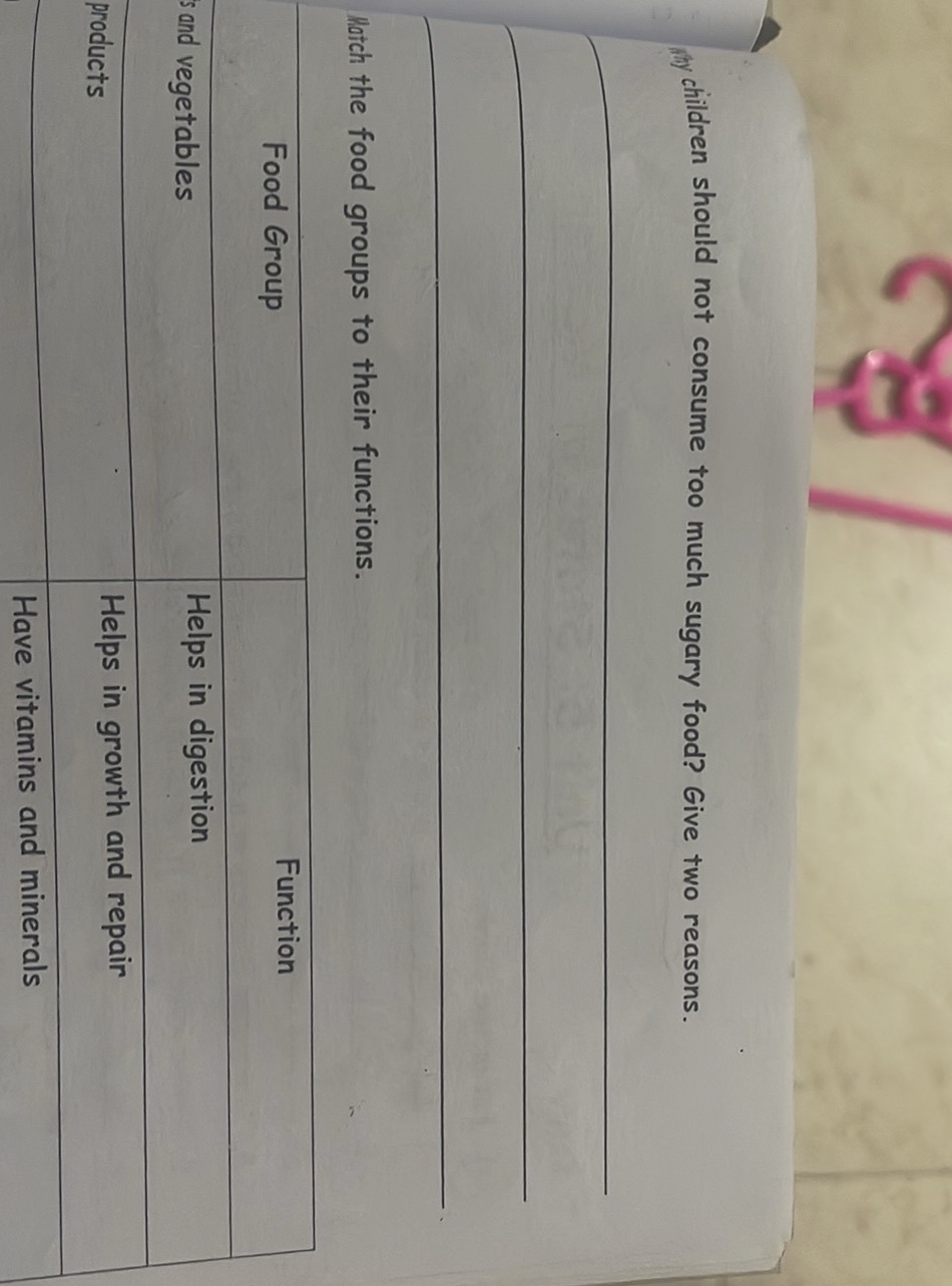 Match the food groups to their functions. | | StudyX