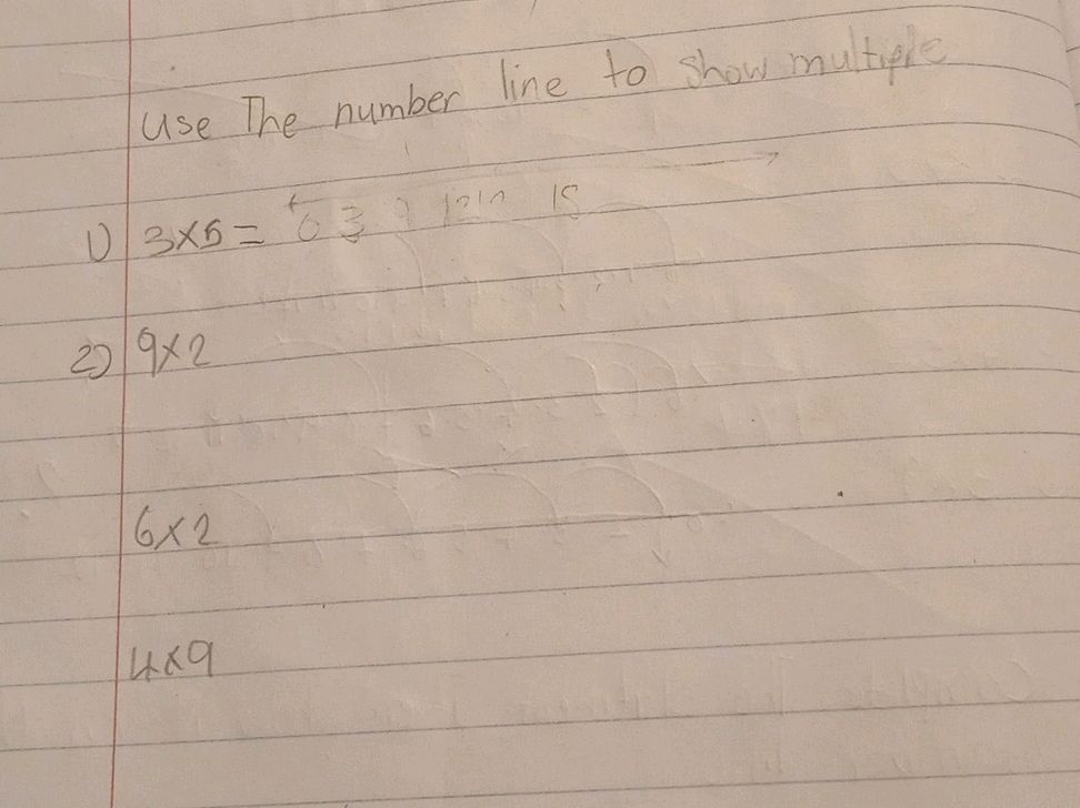 use The number line to show multiple 1) 3x5 | StudyX