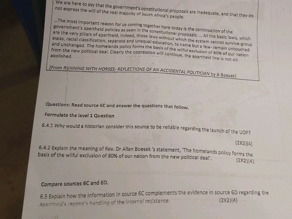 Questions: Read source 6C and answer the | StudyX