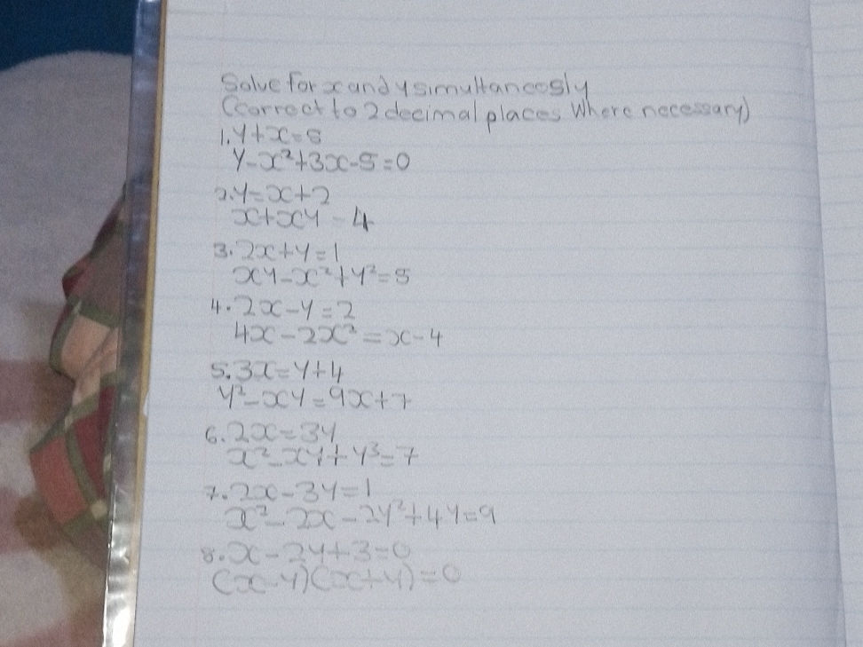 Solve for x and y simultaneously. (Correct | StudyX