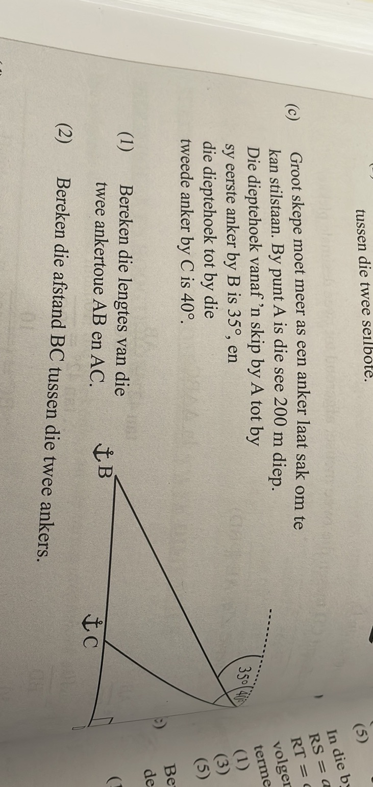 (1) Bereken die lengtes van die twee | StudyX