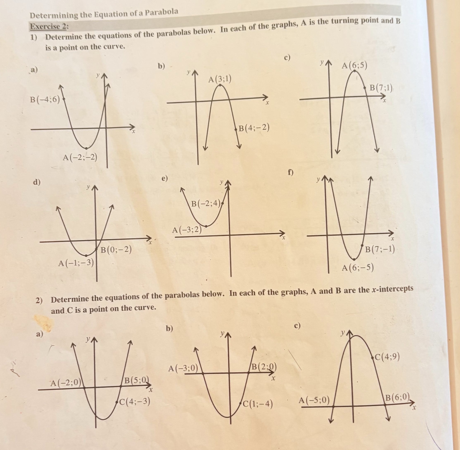 Determining the Equation of a Parabola | StudyX