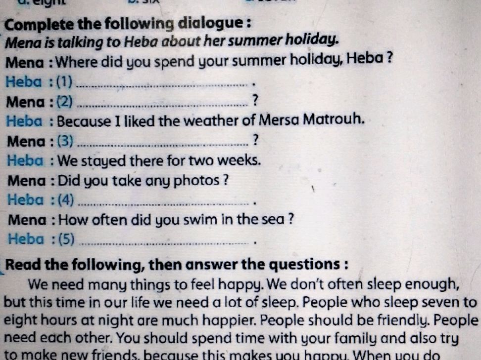 Complete the following dialogue: Mena is | StudyX