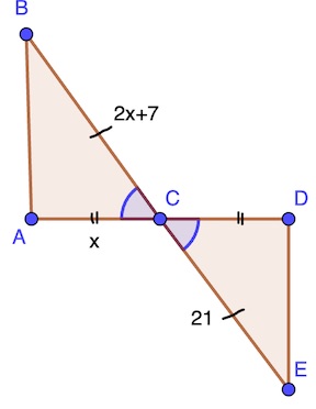 The image shows two triangles. One side of | StudyX