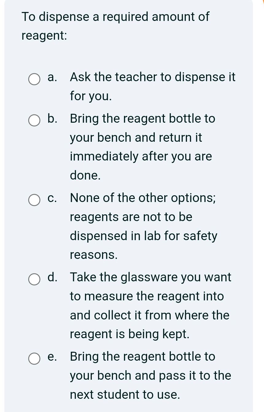 To dispense a required amount of reagent: | StudyX
