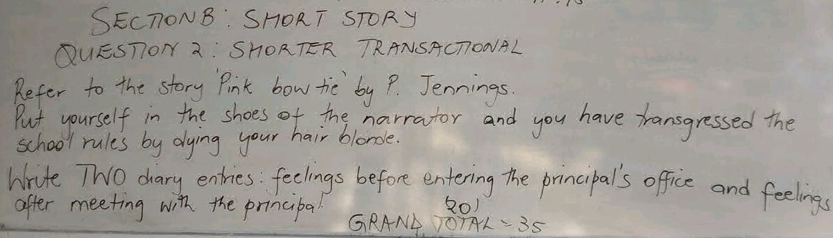 Refer to the story Pink bow tie by P. | StudyX