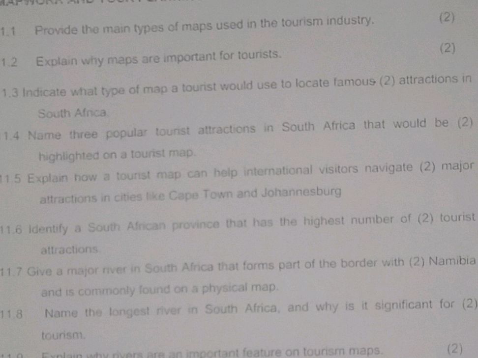 1.1 Provide the main types of maps used in | StudyX