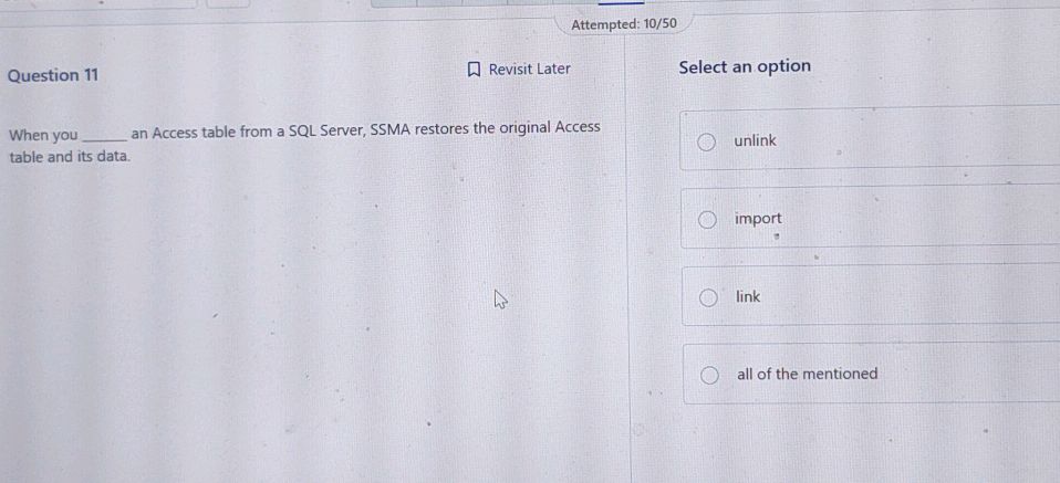 When you ______ an Access table from a SQL | StudyX