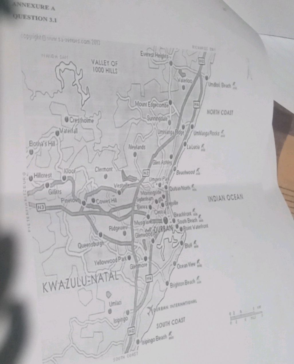 The image is a map of the KwaZulu-Natal | StudyX