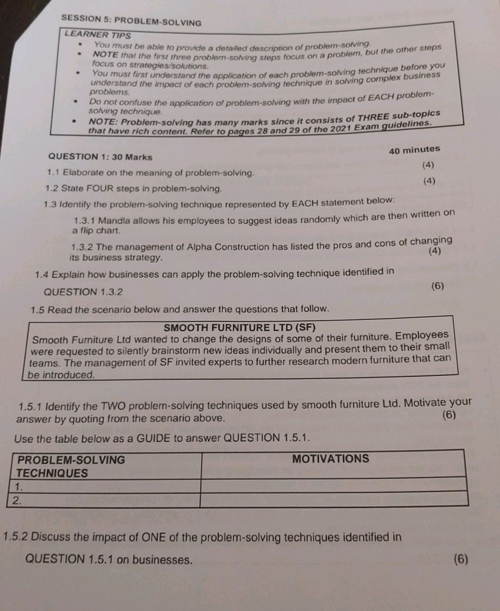 QUESTION 1: 30 Marks 1.1 Elaborate on the | StudyX