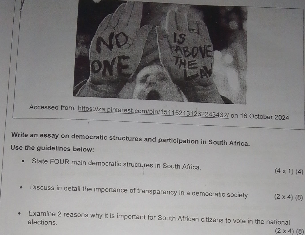 Write an essay on democratic structures and | StudyX