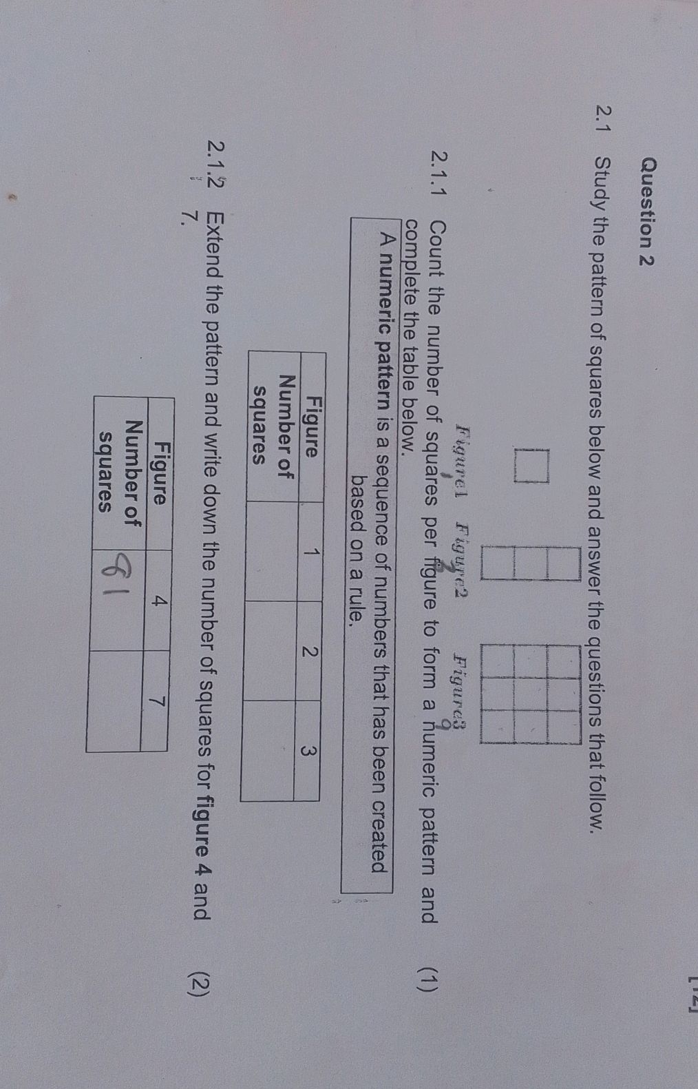2. Study the pattern of squares below and | StudyX