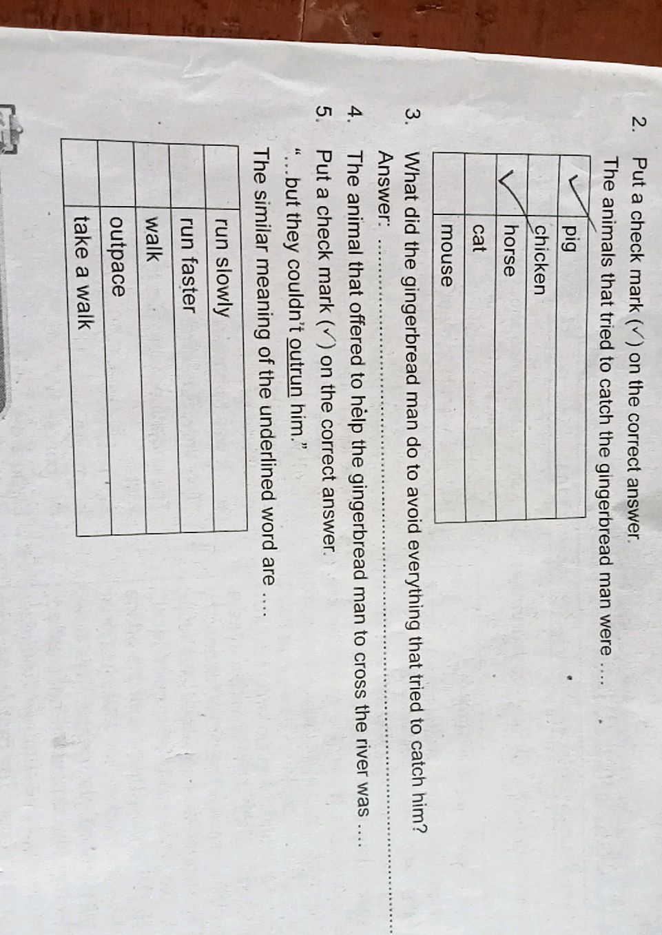 2. Put a check mark ( ) on the correct | StudyX
