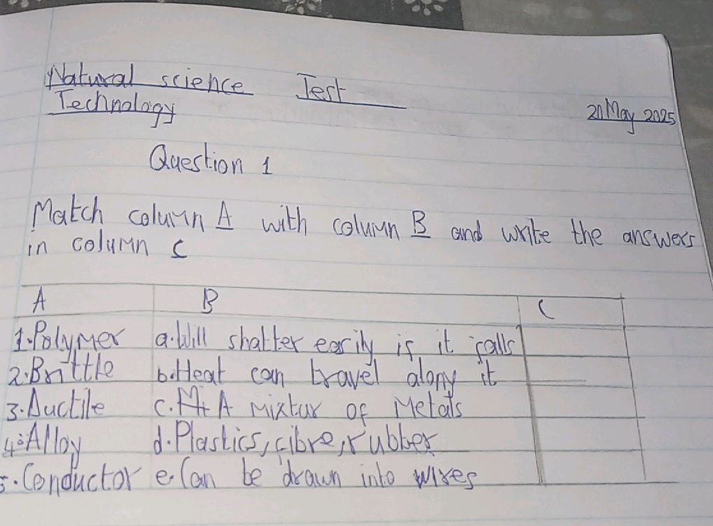 Match column A with column B and write the | StudyX