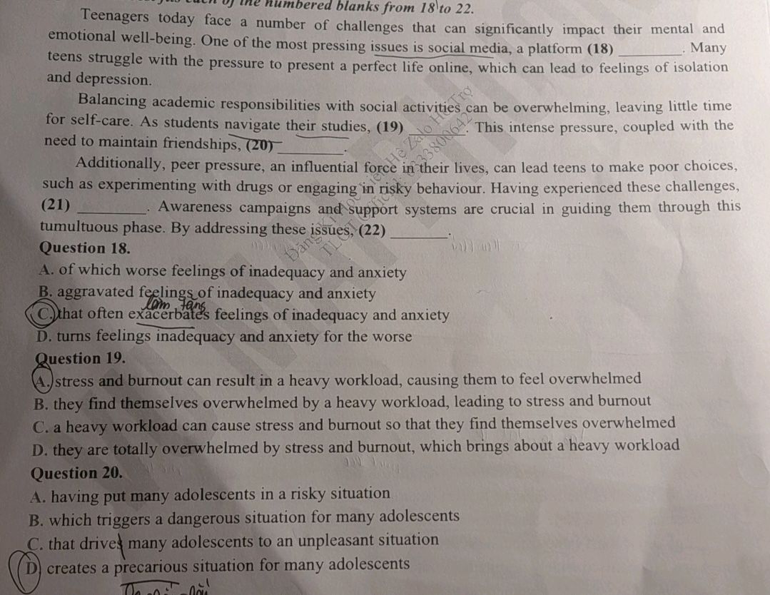 Teenagers today face a number of challenges | StudyX