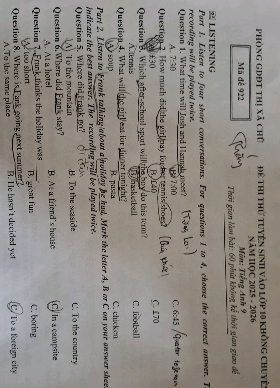 Part 1. Listen to four short conversations. | StudyX