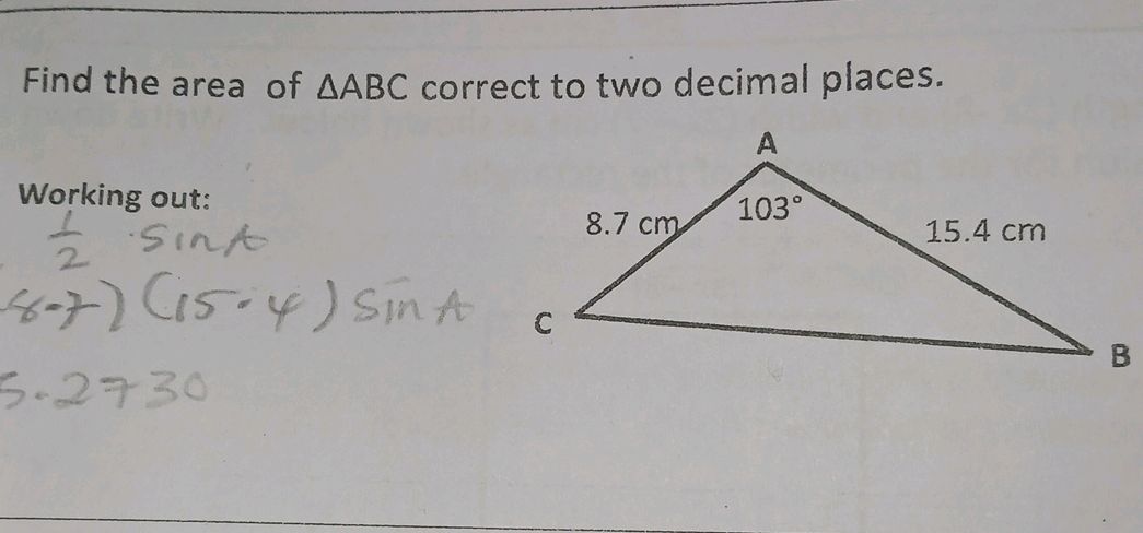 Find the area of $ ABC$ correct to two | StudyX