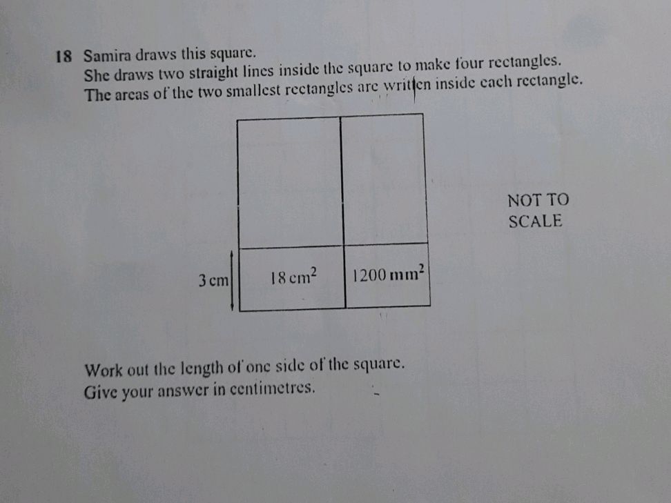 18 Samira draws this square. She draws two | StudyX