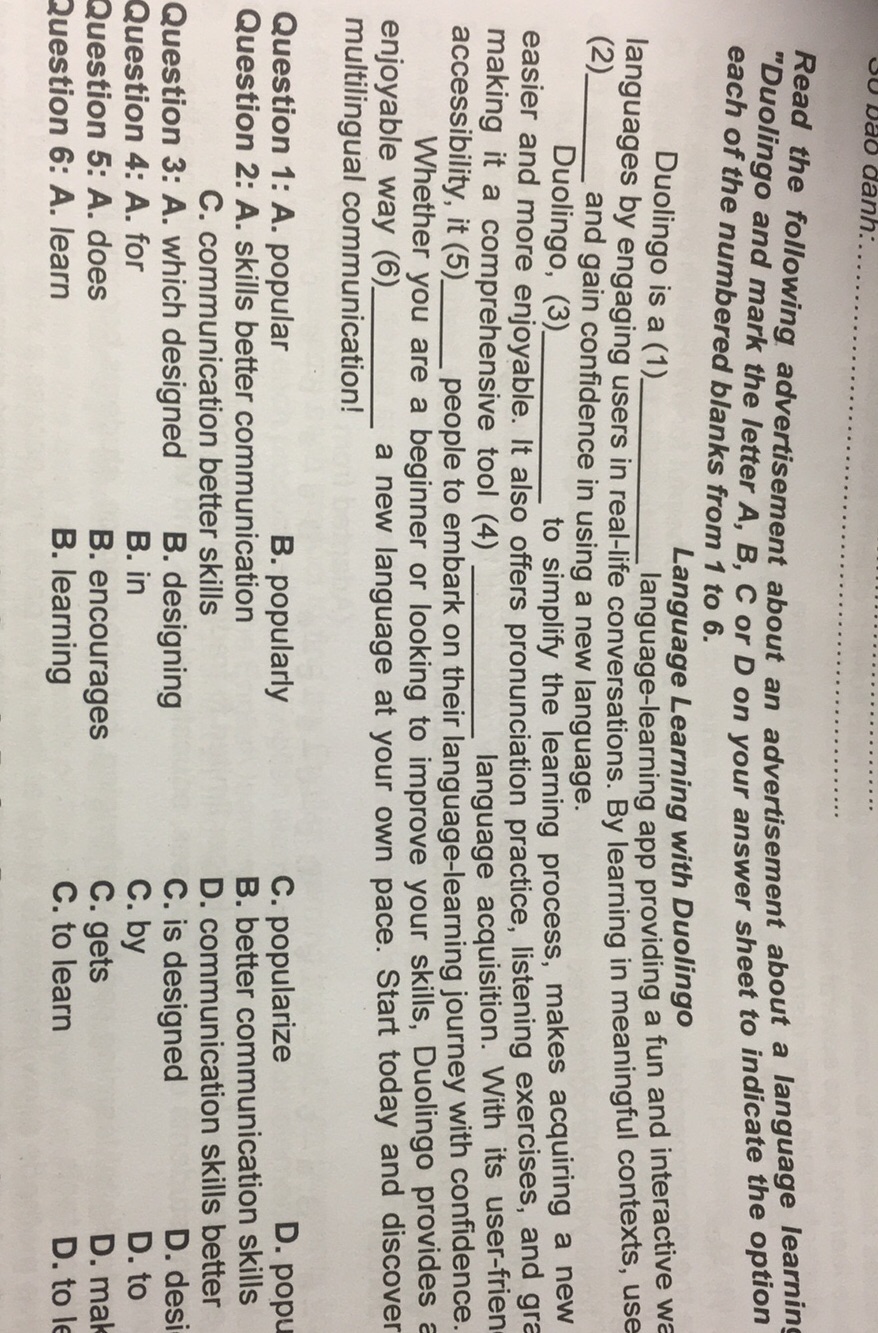 Read the following advertisement about a | StudyX