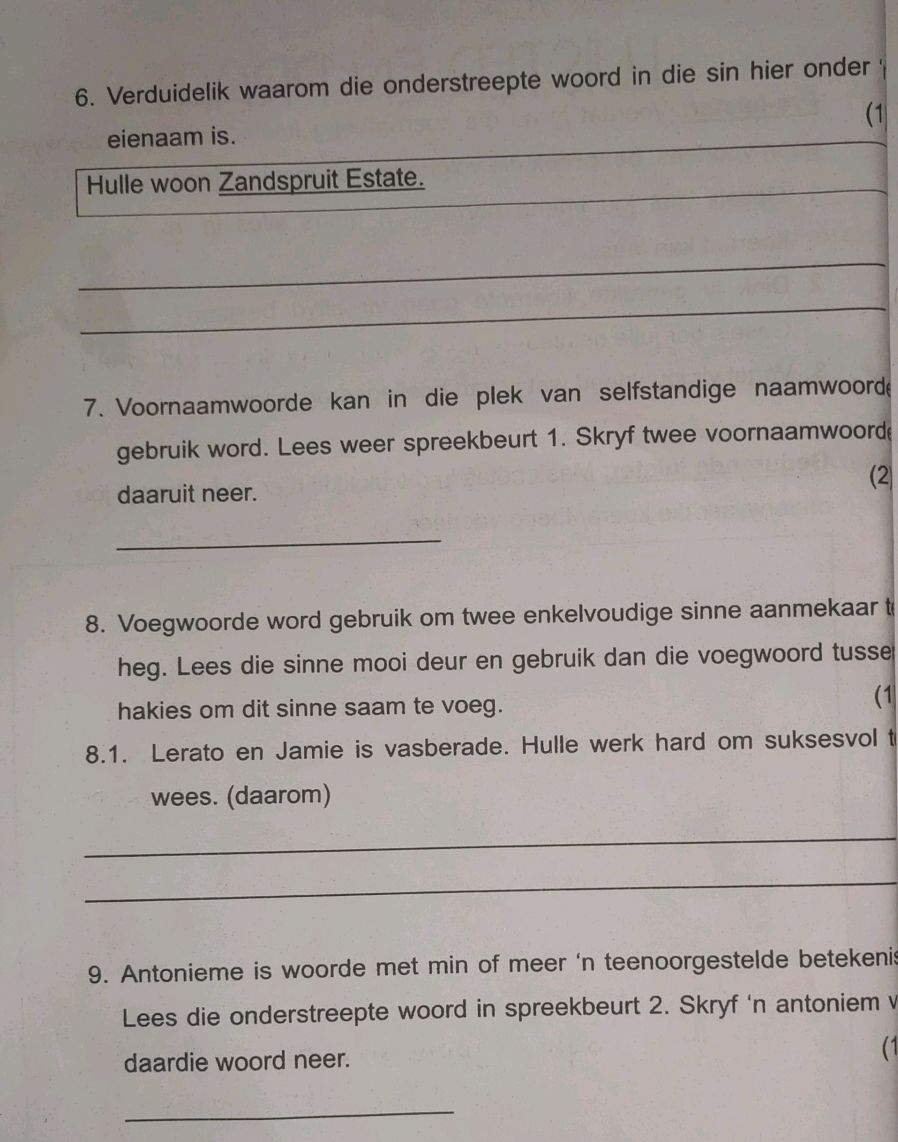 6. Verduidelik waarom die onderstreepte | StudyX