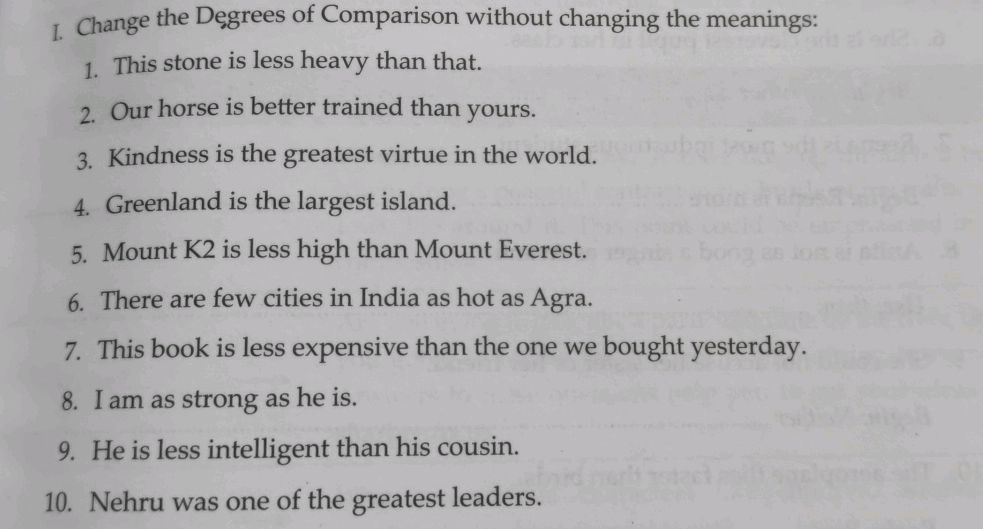 1. Change the Degrees of Comparison without | StudyX