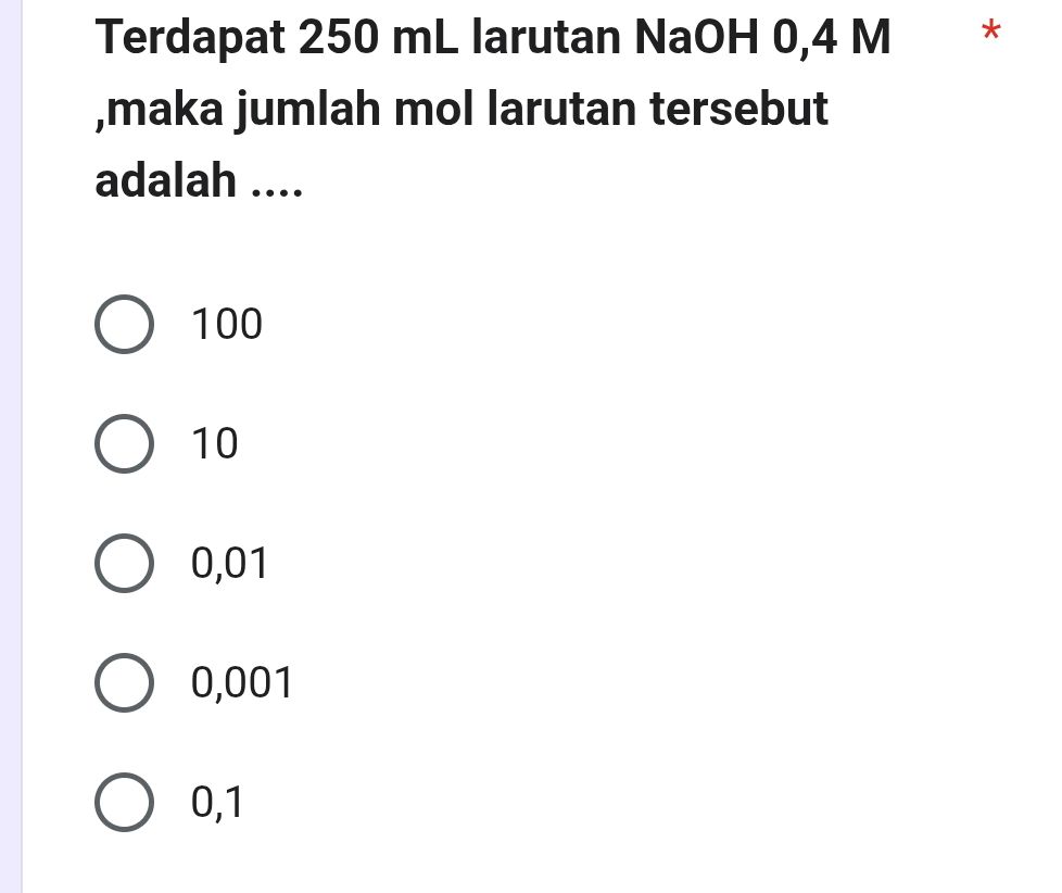 Terdapat 250 mL larutan NaOH 0,4 M, maka | StudyX