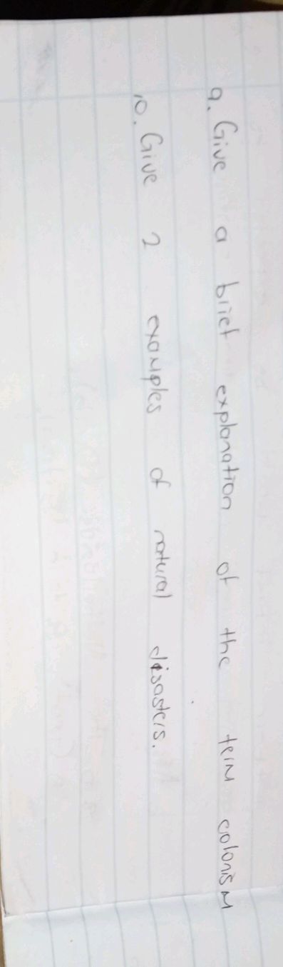 9. Give a brief explanation of the term | StudyX