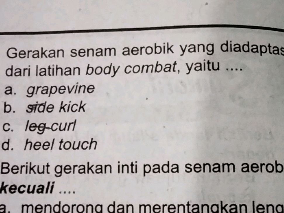 Gerakan senam aerobik yang diadaptasi dari | StudyX