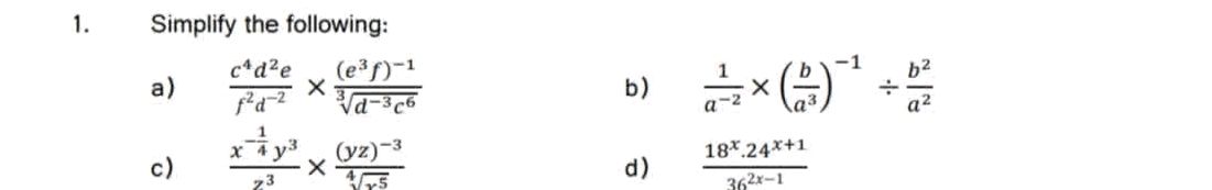 1. Simplify the following: a) $ | StudyX