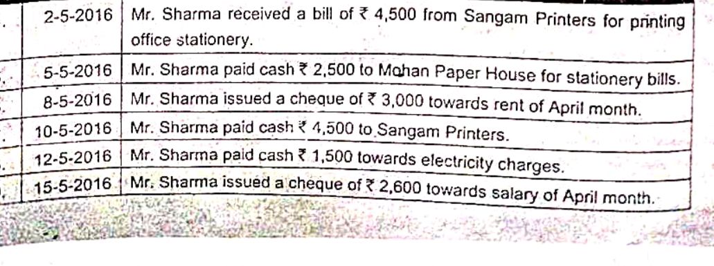 2-5-2016 Mr. Sharma received a bill of ₹ | StudyX