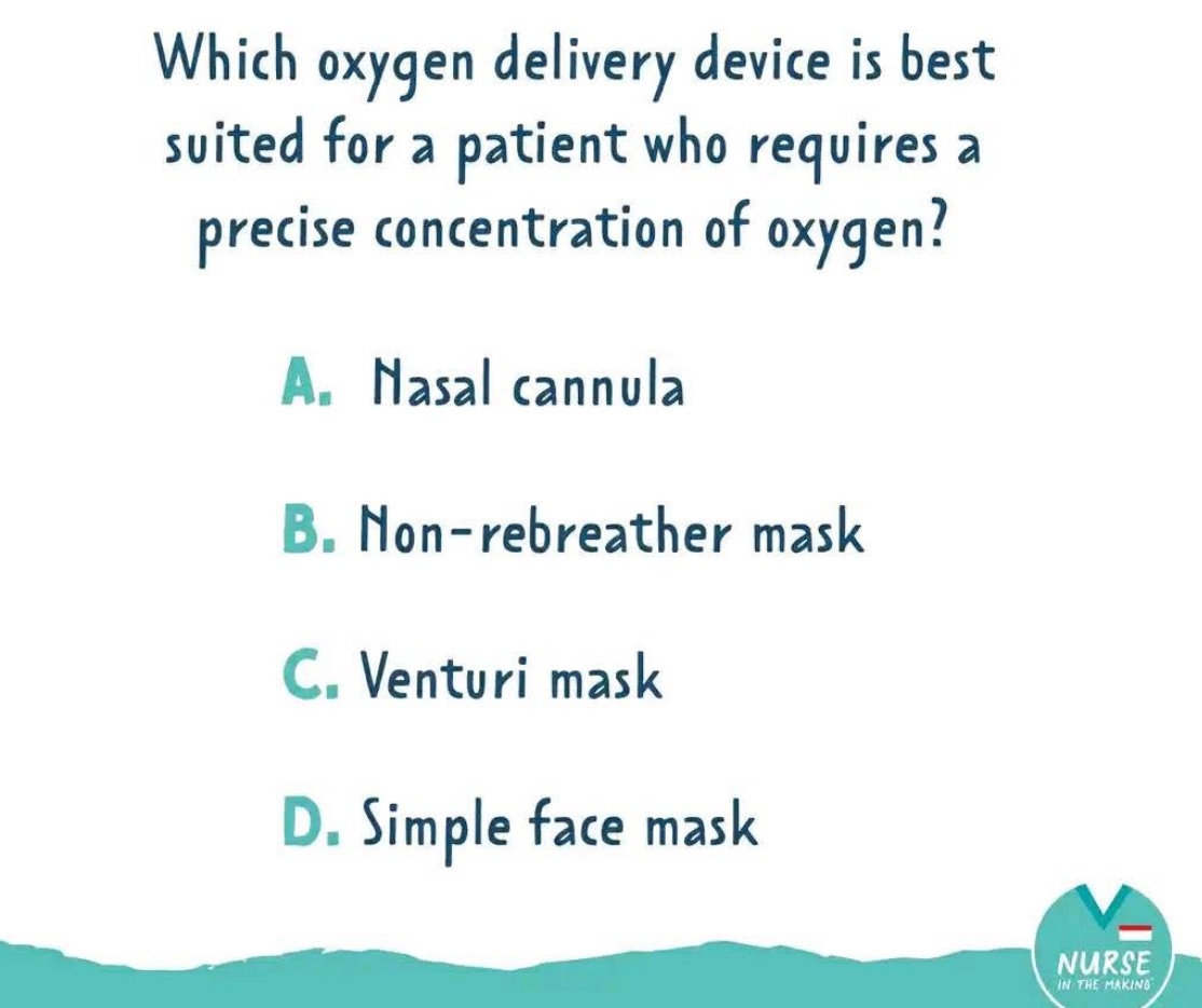 Which oxygen delivery device is best suited | StudyX