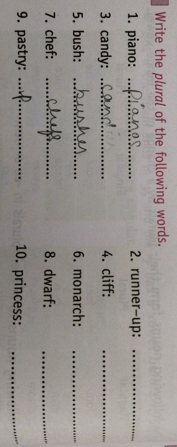 Write the plural of the following words. 1. | StudyX