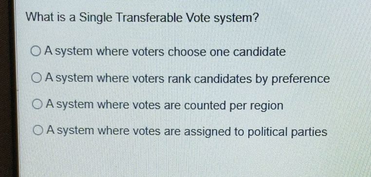 What is a Single Transferable Vote system? | StudyX