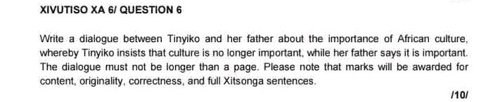 Write a dialogue between Tinyiko and her | StudyX