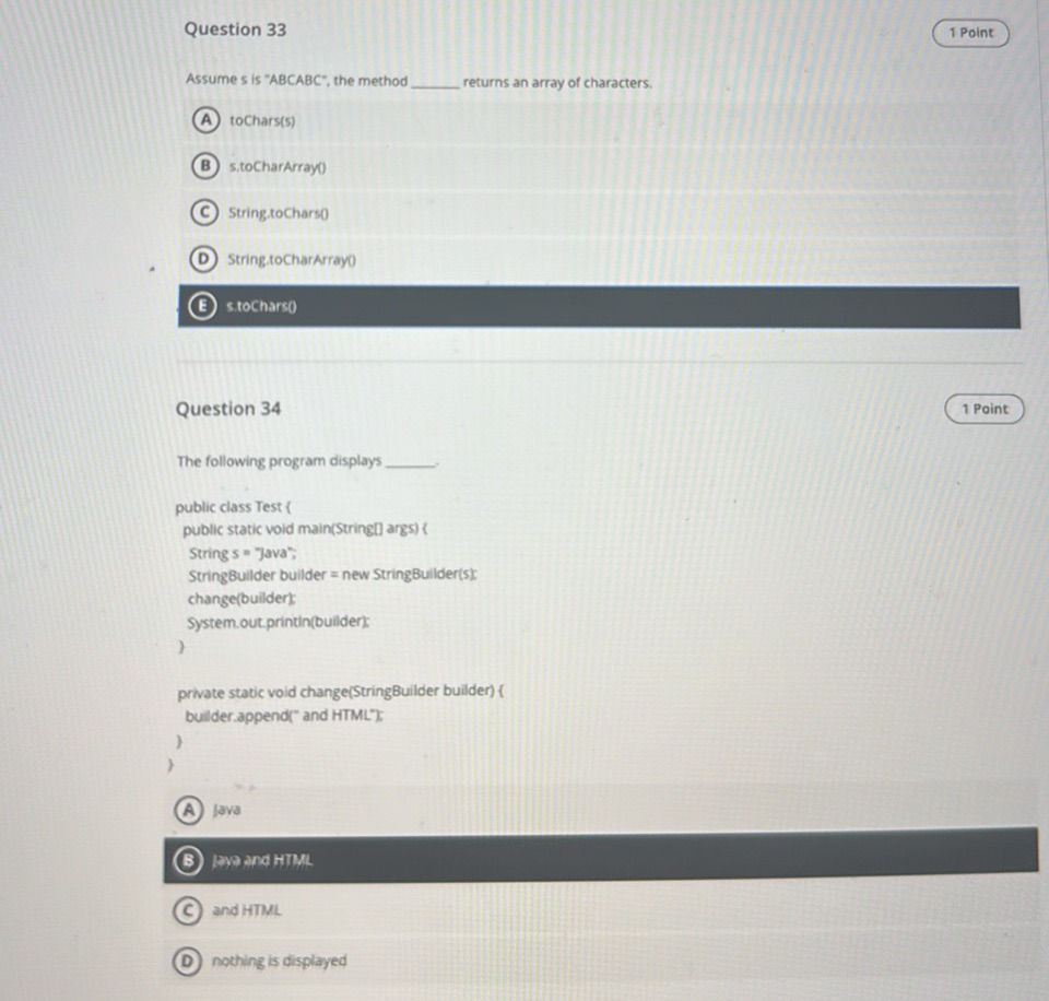 Question 33 Assume s is "ABCABC", the method | StudyX