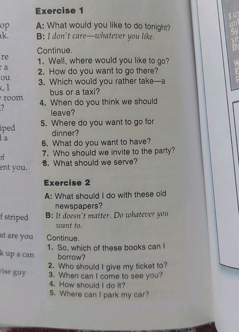 Exercise 1 A: What would you like to do | StudyX