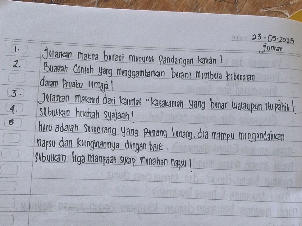 1. Jelaskan makna berani menurut Pandangan | StudyX