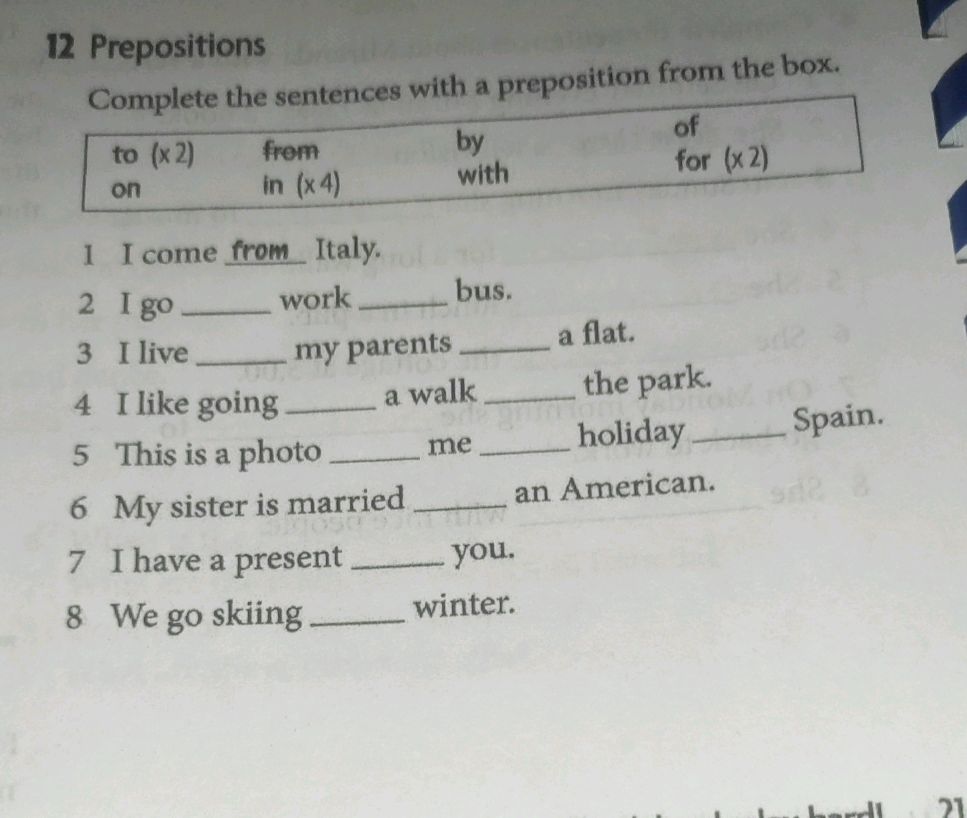 Complete the sentences with a preposition | StudyX