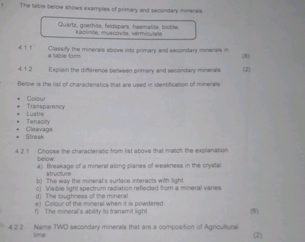 The table below shows examples of primary | StudyX