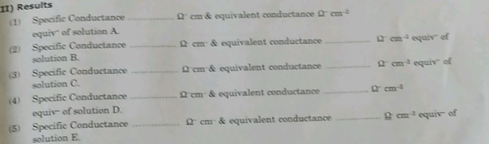(1) Specific Conductance $ $ cm | StudyX