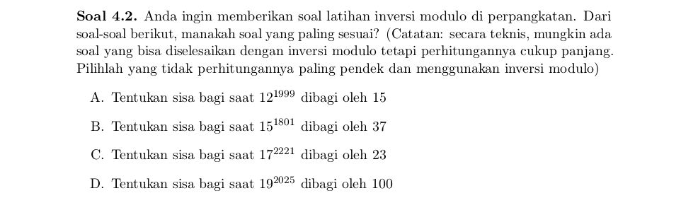 Soal 4.2. Anda ingin memberikan soal latihan | StudyX