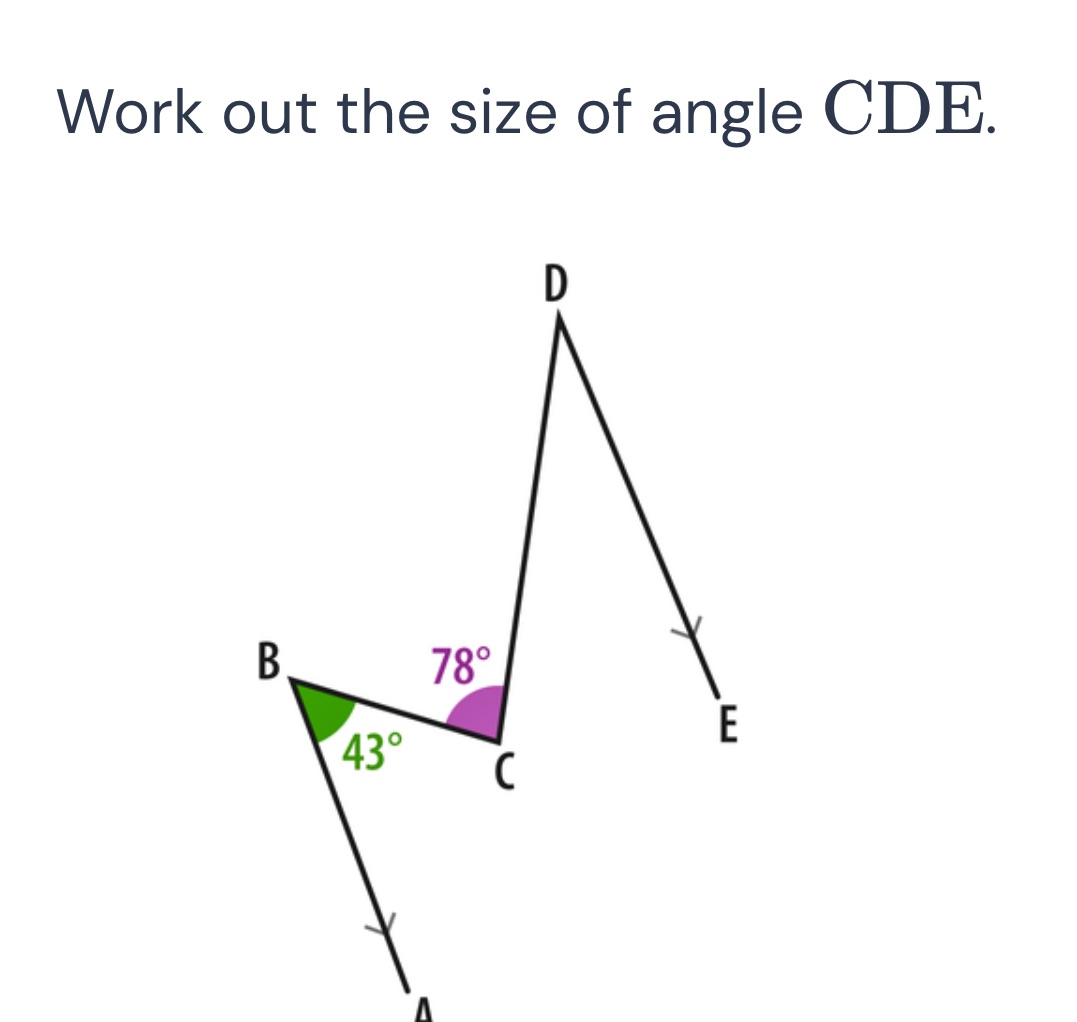 Work out the size of angle CDE. The diagram