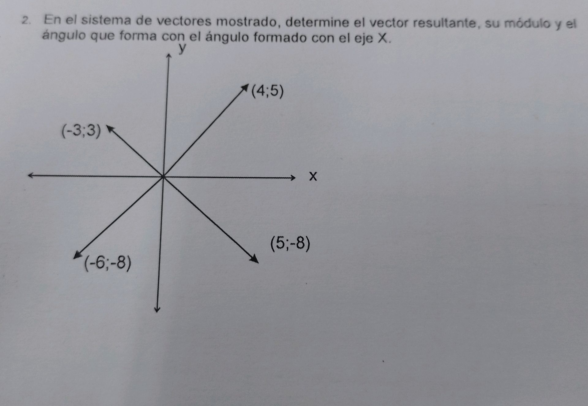 2. En el sistema de vectores mostrado, | StudyX