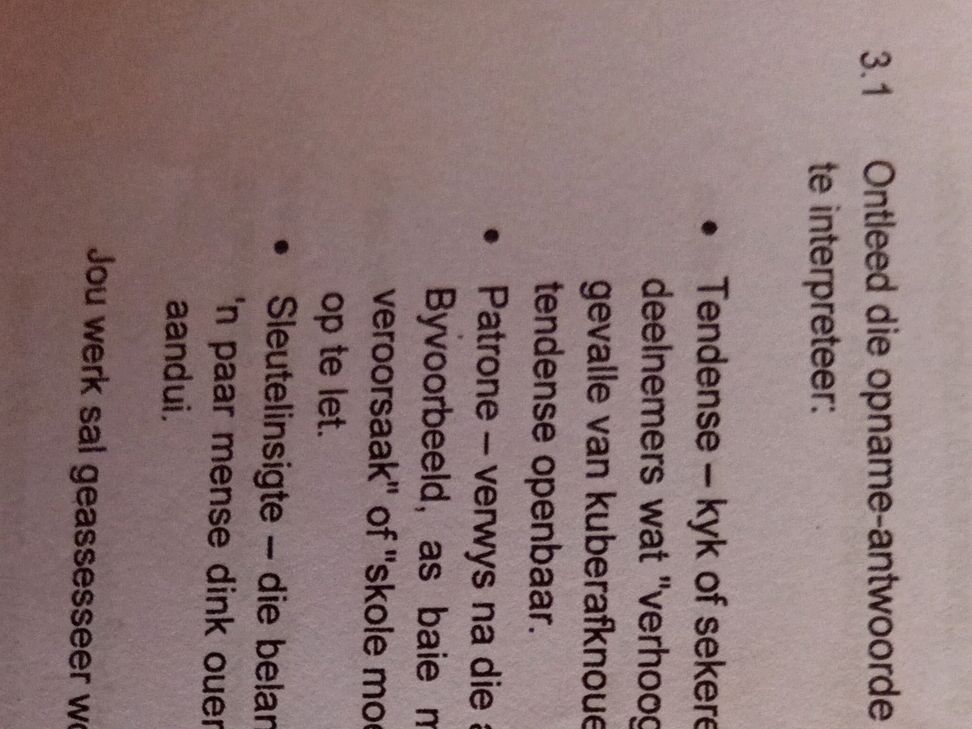 3.1 Ontleed die opname-antwoorde te | StudyX