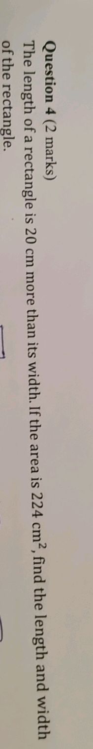 Question 4 (2 marks) The length of a | StudyX