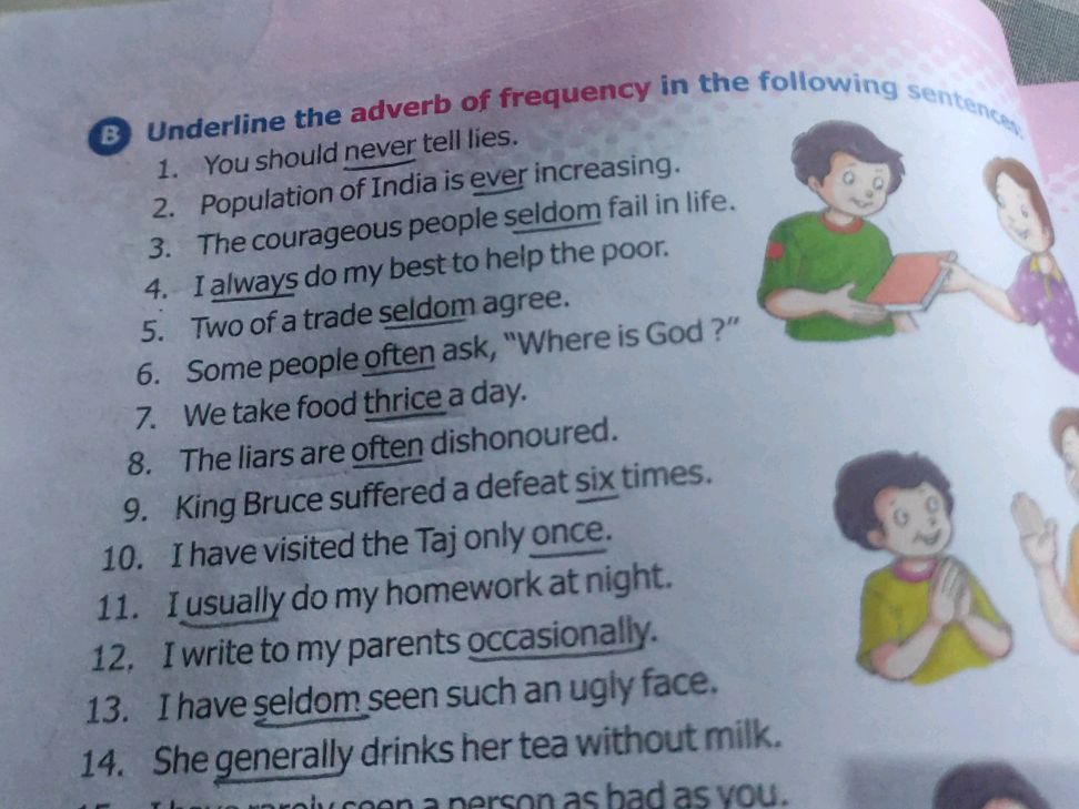 Underline the adverb of frequency in the | StudyX