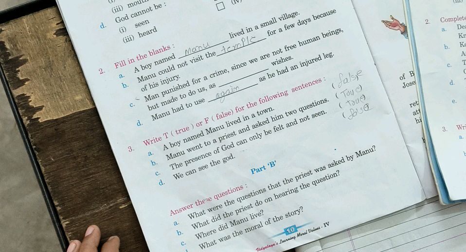 2. Fill in the blanks: a. A boy named Manu | StudyX