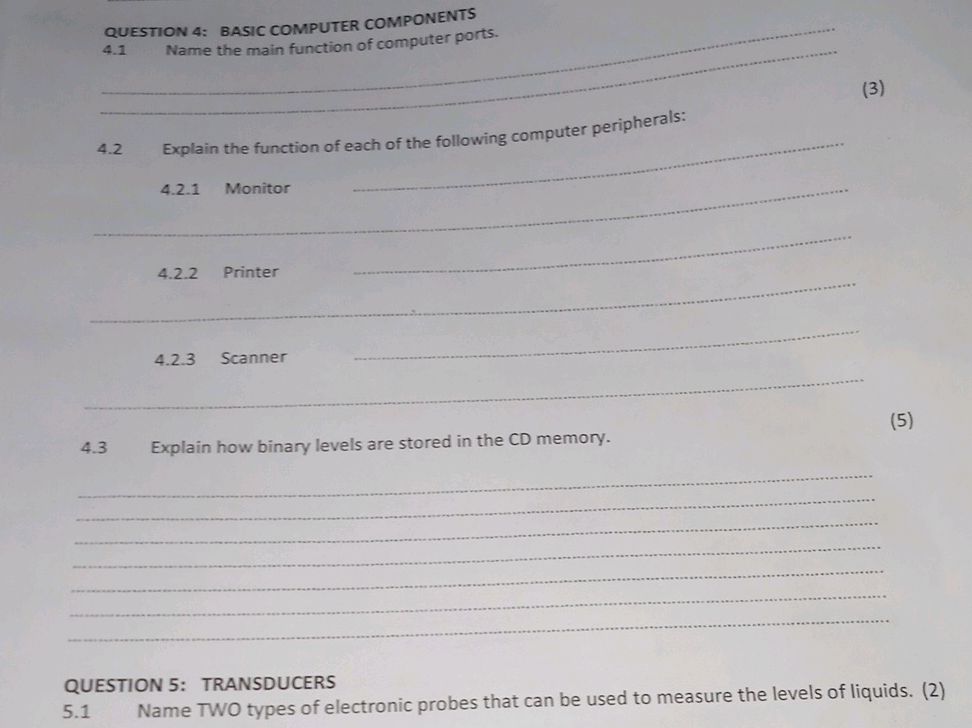 QUESTION 4: BASIC COMPUTER COMPONENTS 4.1 | StudyX